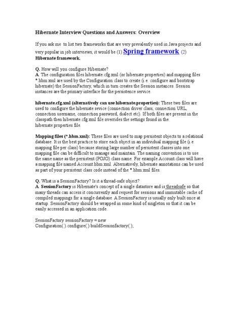 Hibernate Interview Questions And Answers Pdf Database Transaction