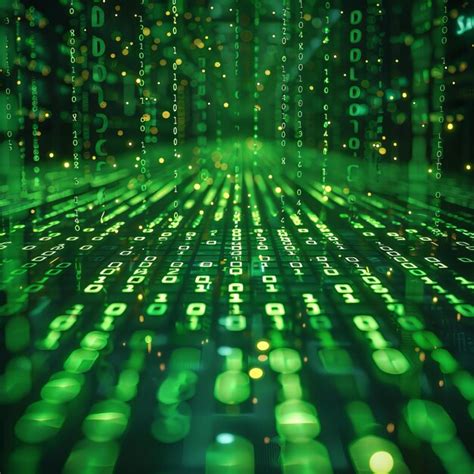 Stunning Depicting Green Binary Code Background Falling Numbers