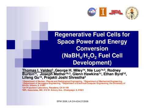 Pdf Regenerative Fuel Cells For Space Power And Energy Conversion