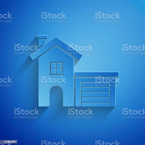 파란색 배경에 격리 된 종이 잘라 집 아이콘 홈 기호입니다 종이 아트 스타일입니다 벡터 일러스트레이션 0명에 대한 스톡 벡터