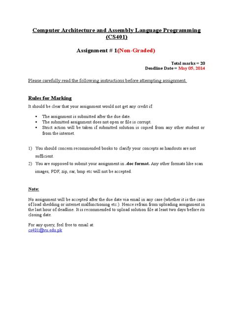 Cs401 1 Solution File Download Free Pdf Assembly Language Computer Hardware