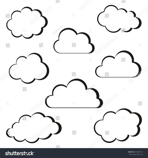 Different Abstract Black Clouds Outline On Stock Vector Royalty Free