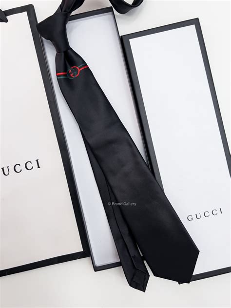 Gucci Black Gg Icon Silk Tie Aanda Brand Gallery