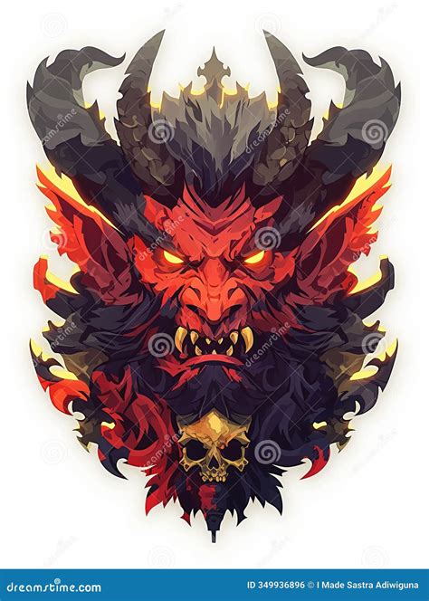 Demon Skull With Blindfold And Crossbones Cartoon Vector 139113473