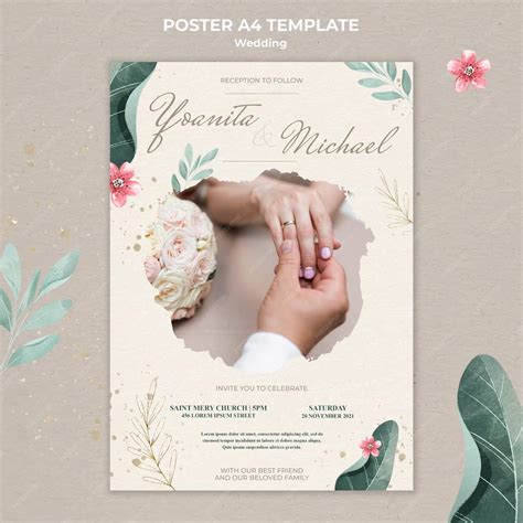 Modèle Daffiche De Mariage Psd Gratuite