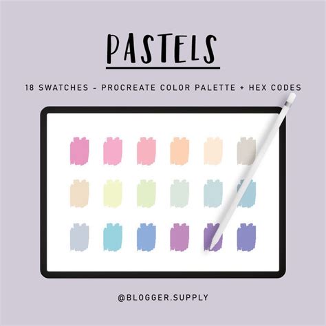 Pastels Procreate Color Palette Hex Color Codes Pastel Pink Orange Yellow Green Blue
