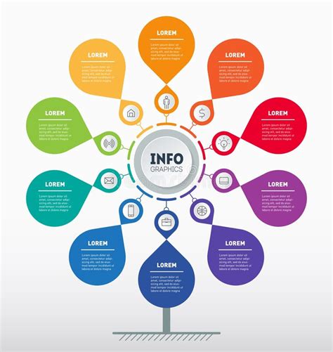Business Presentation Or Infographics Concept With 10 Options Template Of Tree Chart Or