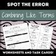 Spot The Error Combining Like Terms Worksheets Task Cards TPT