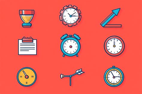Flat Design Icons Representing Time Management Premium Ai Generated Vector