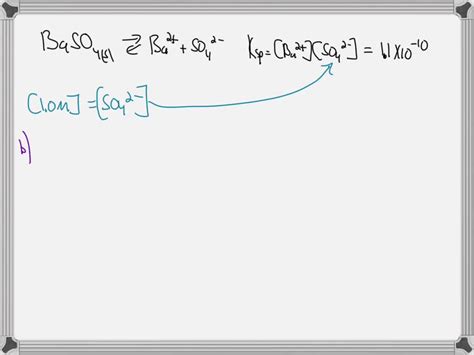 Solved Determine The Molar Solubility Of Baso4 Ksp 9 8 X 10 11 In
