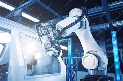 Premium Photo Robotic Arm Assembling Component For Aircraft In