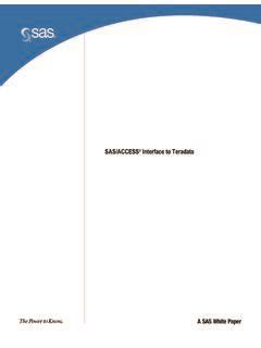 SAS ACCESS Interface To Teradata SAS Technical Sas Access Interface To Teradata Sas