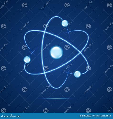 Atom Icon Neon Light Atomic Neutron Atom Blue Color Nuclear Atom 3d Cell Nucleus Molecule