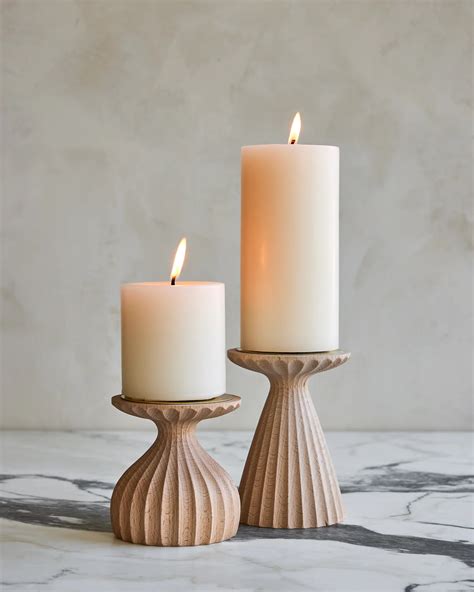 Paloma Pillar Candle Holders Natural Textured Ceramic Candle Decor