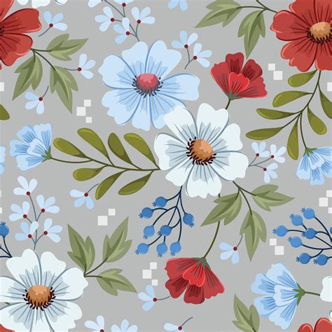 Colorful Hand Draw Flowers Design Seamless Pattern 20548692 Vector Art At Vecteezy