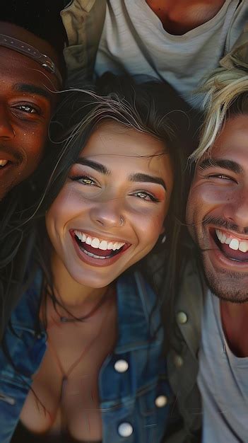Riso Genuíno Entre Amigos Multiculturais Imagem Premium Gerada Com Ia