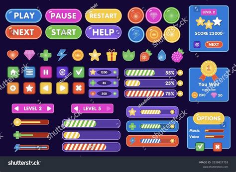 평면 그래픽 디자인에서 게임 Ui 인터페이스 스톡 벡터로열티 프리 2529827753 Shutterstock