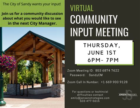 Public Input Session City Manager Recruitment Sandy Or