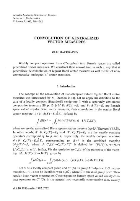 Pdf Convolution Of Generalized Vector Measures