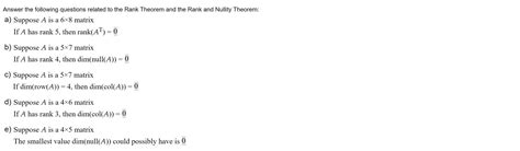 Solved Answer The Following Questions Related To The Rank Chegg