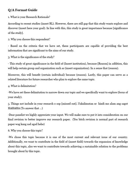 Qa For Defense Format Guide Pdf Cognition Cognitive Science