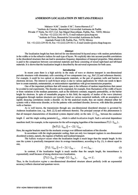 Pdf Anderson Localization In Metamaterials