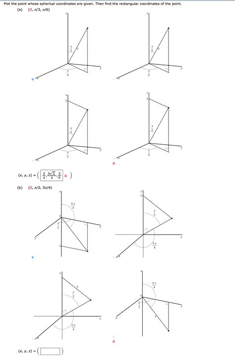 solved plot the point whose spherical coordinates are given