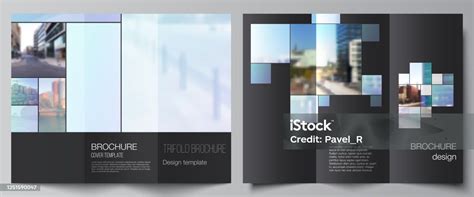 트리폴드 브로셔 전단지 레이아웃 잡지 도서 디자인 브로셔 커버 광고 모형을 위한 표지 디자인 템플릿의 벡터 레이아웃 파란색 사각