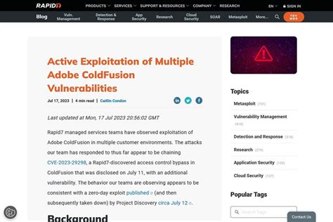 Adobe Coldfusionの複数の脆弱性悪用を確認、アップデートを Tech（テックプラス）