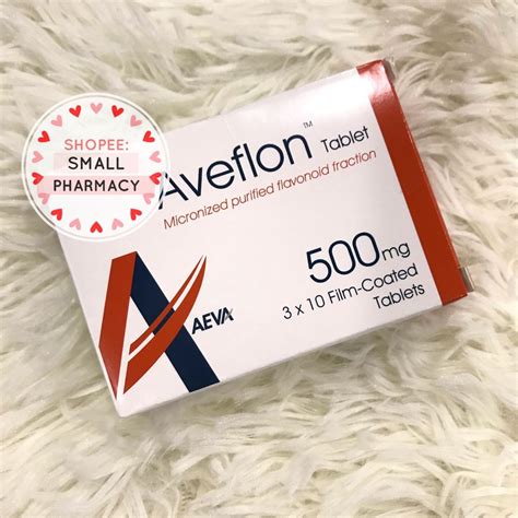 Aveflon [ Generic Daflon ] Micronized Purified Flavonoid Fraction 500mg 30 Tablets 003520