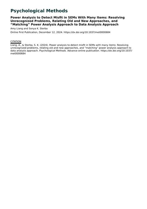 Power Analysis To Detect Misfit In Sems With Many Items Resolving Unrecognized Problems