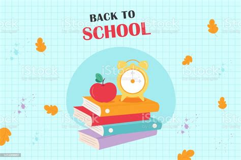 책 사과 및 알람 시계가있는 학교 배경으로 돌아 가기 벡터 일러스트 레이 션 개체 그룹에 대한 스톡 벡터 아트 및 기타 이미지 개체 그룹 공부 과학 Istock