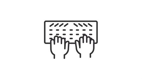 Animated Hands On Keyboard Line Icon Text Typing Animation Using Computer Writing Code Data
