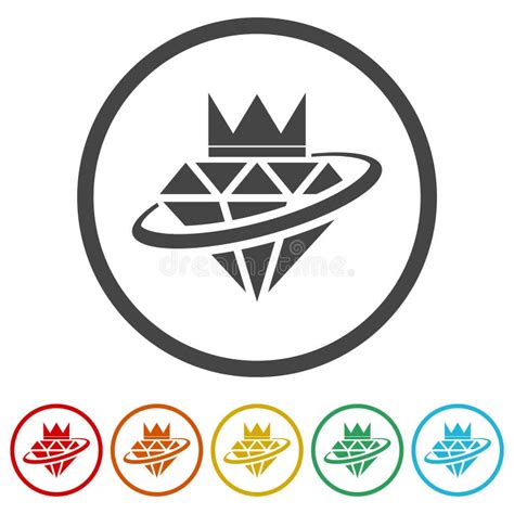 Diamond With Crown Logo Set Icons In Color Circle Buttons Stock Vector