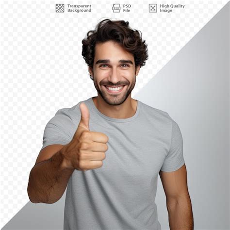 Мужчина показывает большой палец вверх со словами «палец вверх Премиум Psd Файл