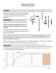 Exploring Parallel RC Circuits Lab Experiment Analysis Course Hero