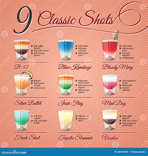Classic Alcohol Shots Set Stock Vector Illustration Of Drawn 38494838