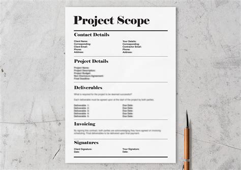 Project Scope Template Pdf And Word Document Digital Download Print