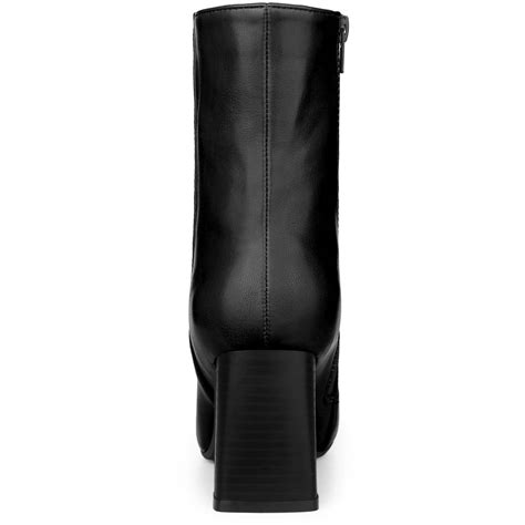 Allegra K Side Zip Pointed Toe Block Heels Ankle Boots Penningtons