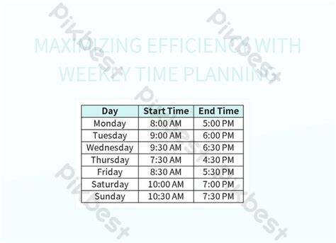 Optimizing Productivity Through Weekly Time Management Excel Template Free Download Pikbest