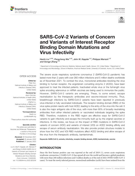 Pdf Sars Cov 2 Variants Of Concern And Variants Of Interest Receptor