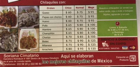 Carta Del Restaurante Chilaking Soriana Cimatario Santiago Del Querétaro