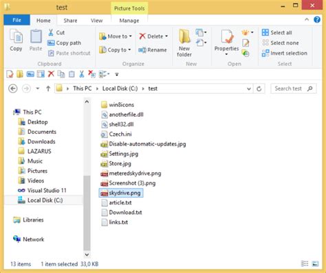 how to invert selection in file explorer of windows 8 1