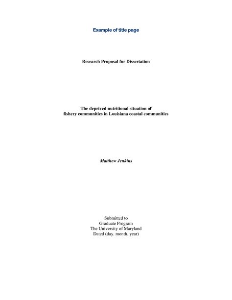 免费 Research Proposal Title Page 样本文件在