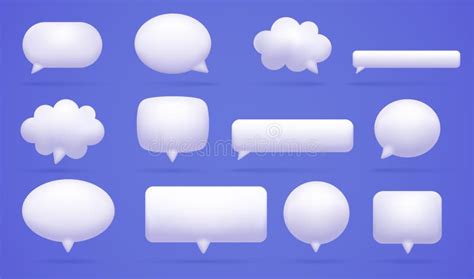 3d Bubbles For Speech Chat Empty Text Clouds Different Shapes For Message Notifications Stock