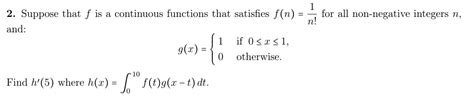 Solved 2 Suppose That F Is A Continuous Functions That
