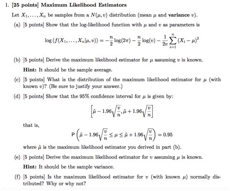 Solved 1 25 Points Maximum Likelihood Estimators Let X