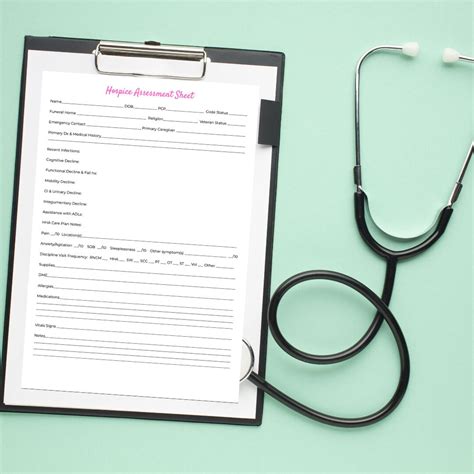 Printable One Page Hospice Assessment Sheet Template For Registered