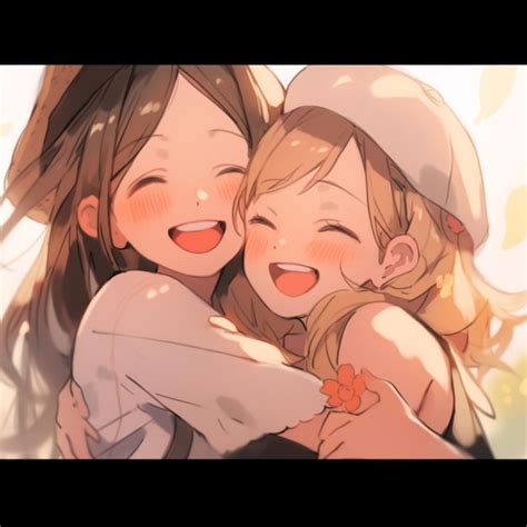 Premium Photo Anime Image Of Two Girls Hugging Each Other In A Hug Generative Ai