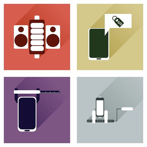 Concept Of Flat Icons With Long Shadow Mobile Vector Ai Eps Uidownload